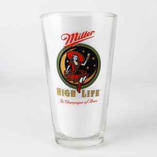 Beer Pint Glass - Miller High Life - Girl on the Moon - Display Shack