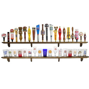 Beer Pint Glassware Display Shelf - 17 Place Solid Oak