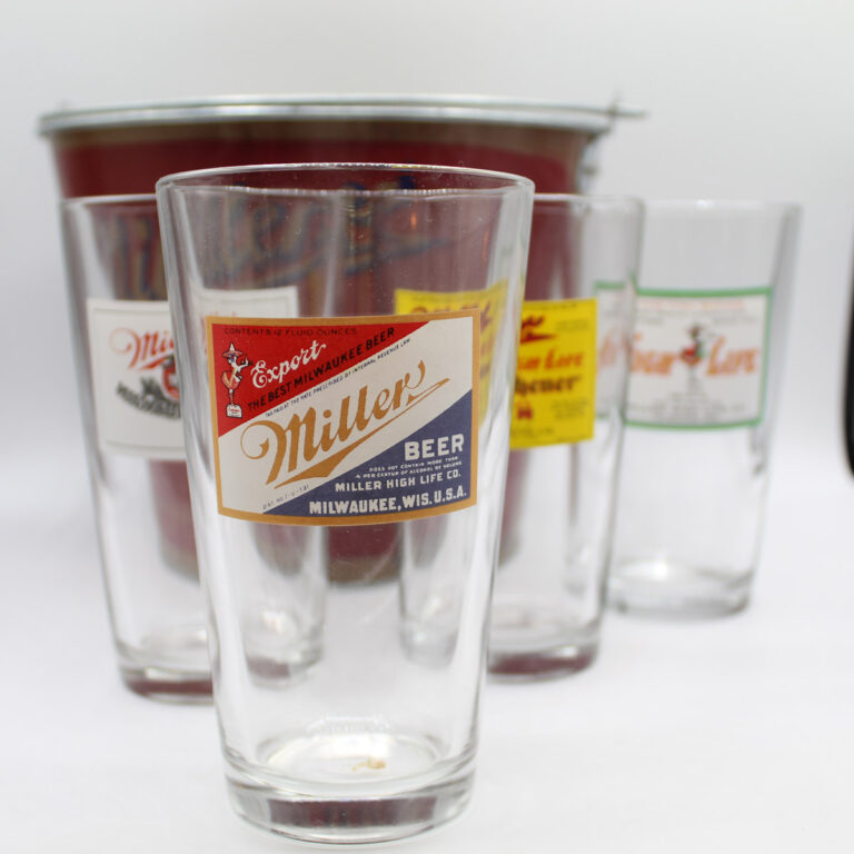 Beer Ice Bucket & Pint Glasses - Miller High Life